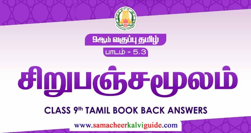 9th Tamil Guide சிறுபஞ்சமூலம் வினா விடை | Sirupanjamoolam